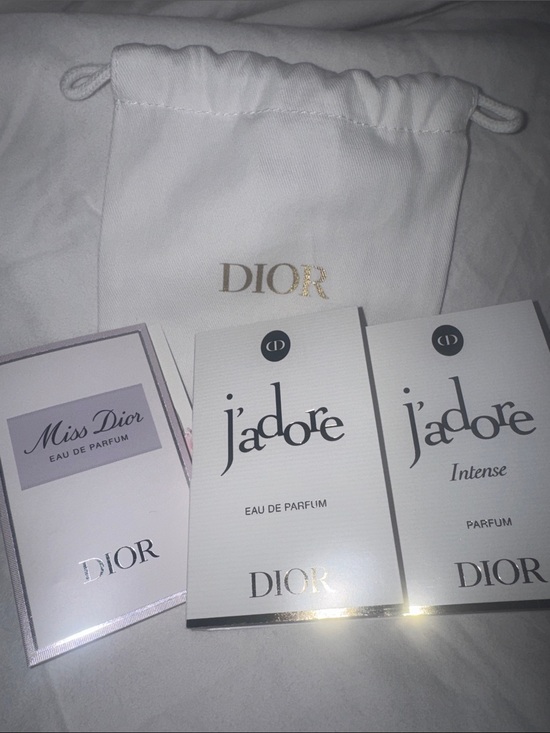 Dior | Other | Dior Perfume Sample Trio With White Drawstring Pouch ...